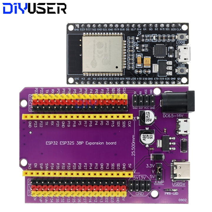 DIYUSER ESP32 38PINS Board TYPE-C/MICRO USB CP2102 WiFi+Bluetooth Dual Core ESP32-DevKitC-32 ESP ...