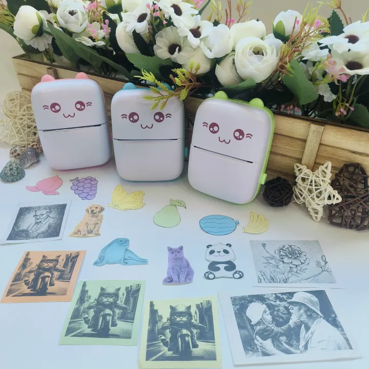 Portable Pocket Mini Printer with 5 Sticker Rolls, 6 Color Papers, 5 ...