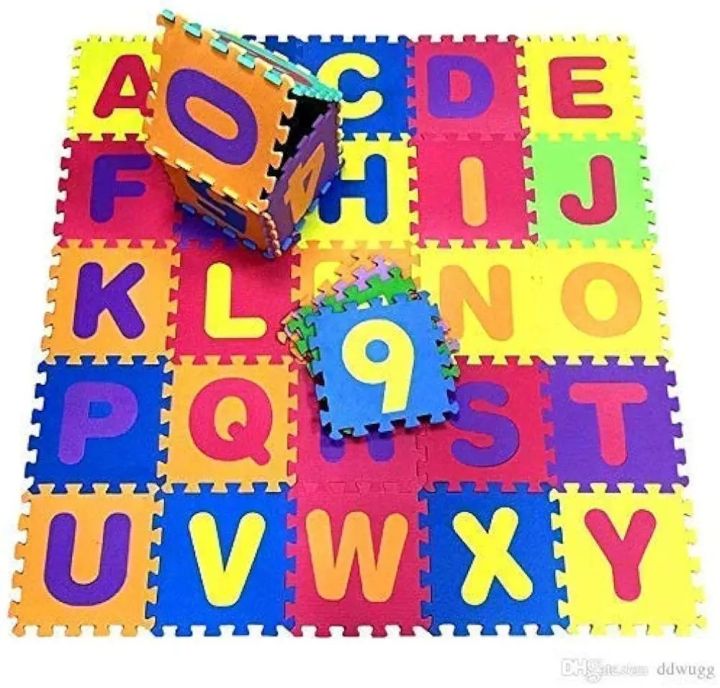 36 Pieces Alphabet and Number Puzzle Foam Mat for Kids | Multicolor-15* ...