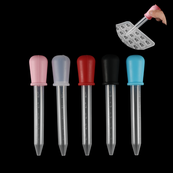 2/5pcs 5ml Clear Silicone Dropper Graduated Pipette Liquid Food Dropper ...