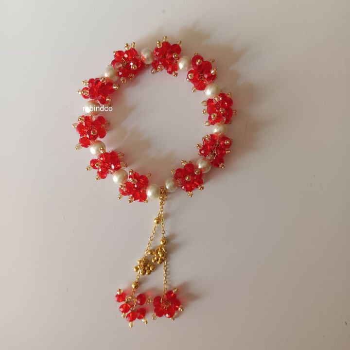 Handmade Beaded Gajra Bracelet | Desi Floral Pearl Gajra Jewelry for ...