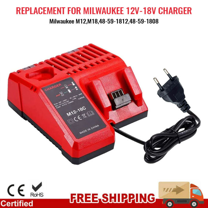 Replace 3A 12V 14V 18V Rapid Fast Li-Ion Charger Fit For Milwaukee M12 ...