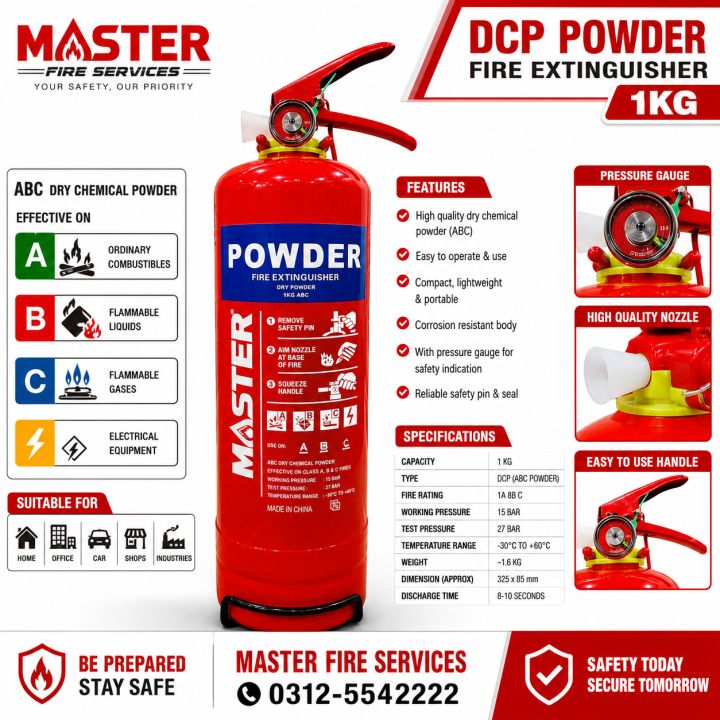 Portable 1KG DCP Fire Extinguisher | ABC Dry Chemical Powder | Fire ...