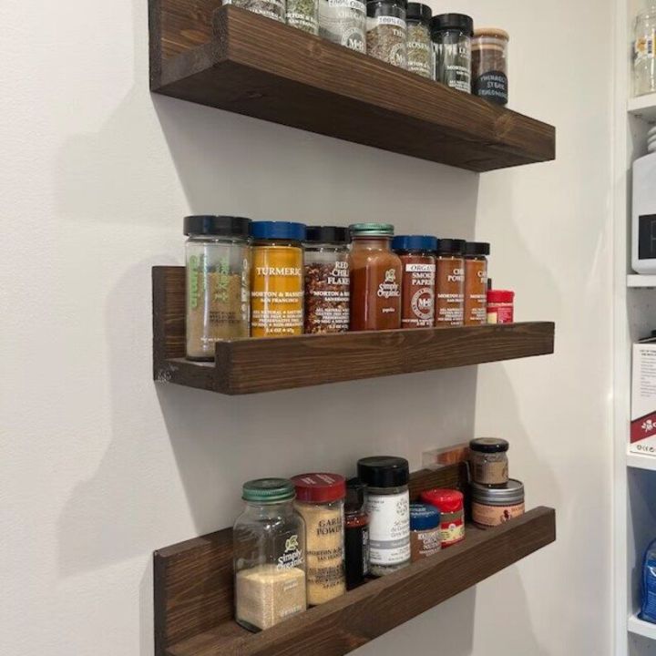 Wall Spice Rack · wooden shelf · kitchen organization idea · essential ...