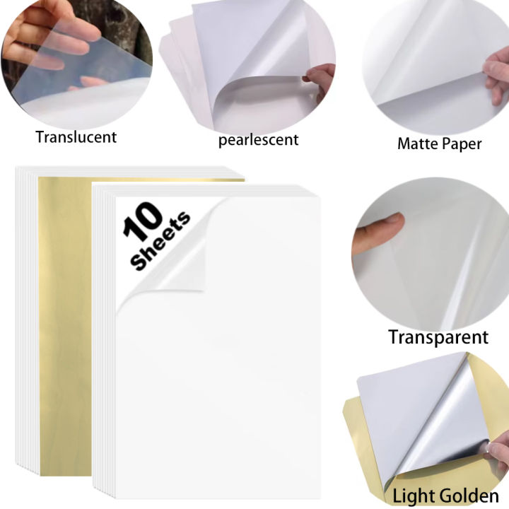 10 Sheets Transparent/Translucent Waterproof Vinyl Sticker Paper ...