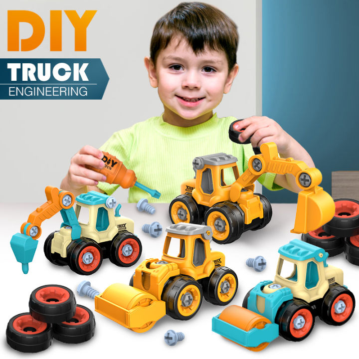 Children's Assembly Engineering Vehicle Detachable Assembly Excavator ...