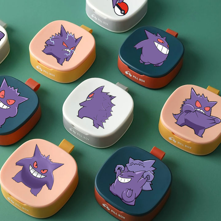 Anime Pokemon Gengar 4 Grid Pill Box Kawaii Character Design Portable ...