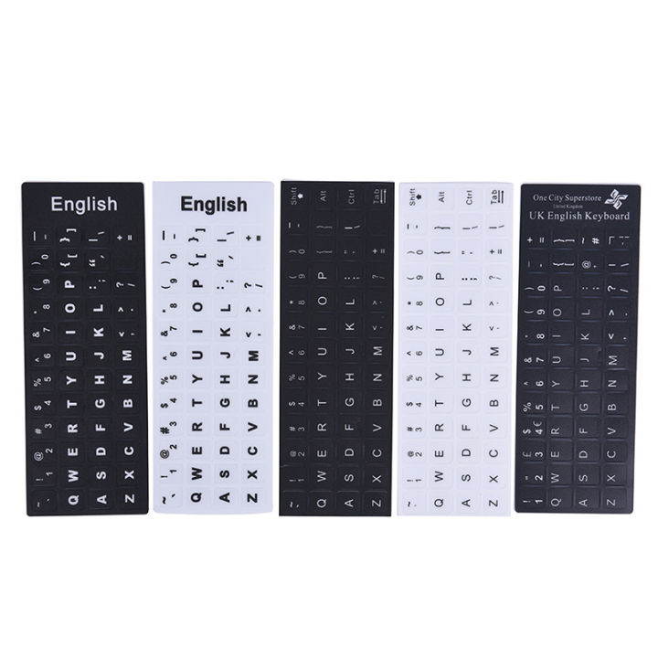 English Keyboard Replacement Stickers White On Black Any PC Computer ...