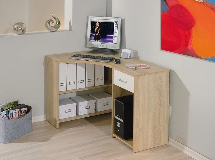 Corner Computer Table with open shelves and 1 drawer elengent design ...