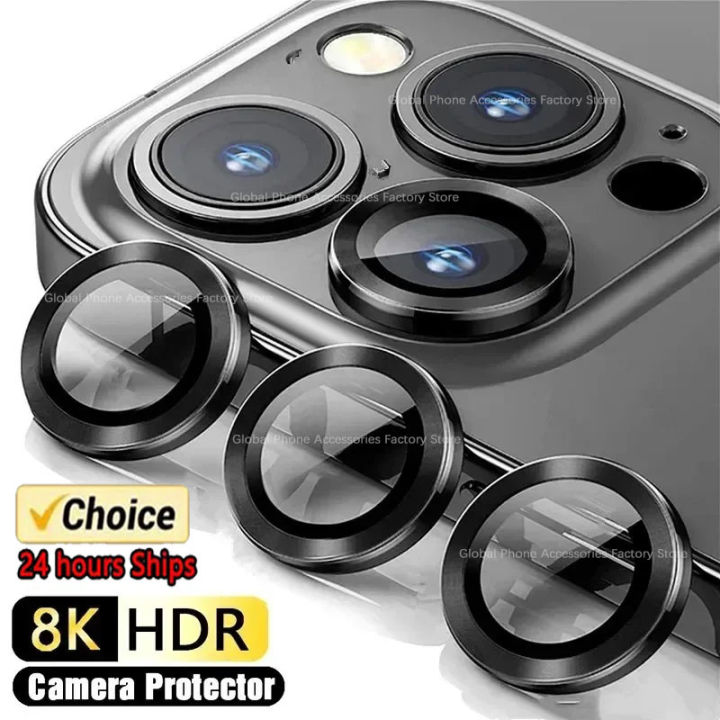 Metal Ring Camera Lens Protector Glass For iPhone 11 12 13 14 15 Pro ...
