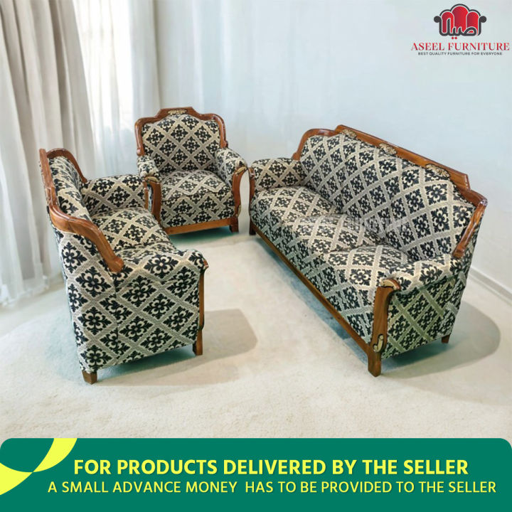 6 Seater Wooden Sofa With Attractive Godi Design Set ASA-1005 | Daraz ...