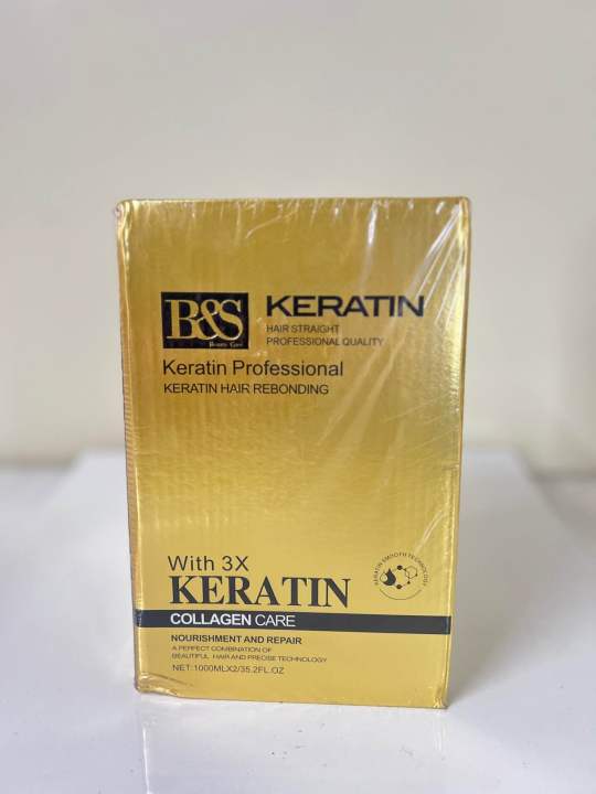 B&S Keratin Hair Rebonding Treatment Kit | 2 x 1000ml | With 3X Keratin ...