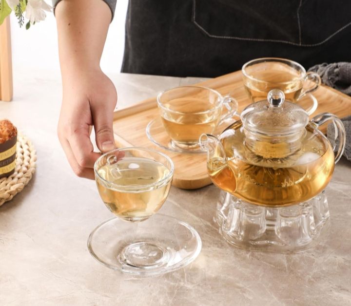 delisoga Set of 12 - 6 Crystal Tea Coffee Cups Mugs with 6 Saucers ...