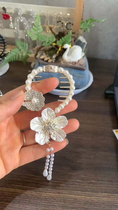 MAANGE 1Pc Metal butterfly Pearl Flower Tassel Bobby Pin Curly Hair ...