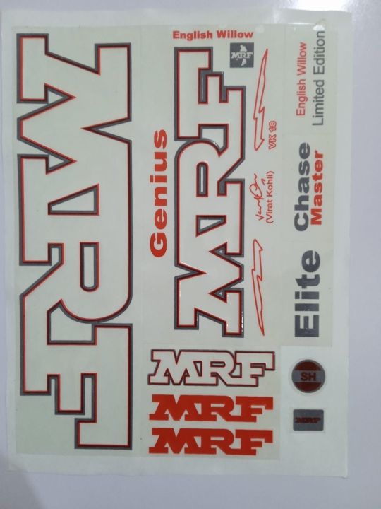 New 3D 2024 MRF Genius Red & White Latest Edition Cricket Bat Sticker ...