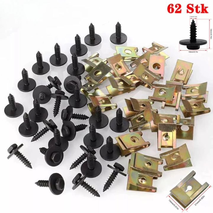 40/62/100pcs U Nut Hex Screw Speed Fastener Undertray Sheet Metal Clip ...