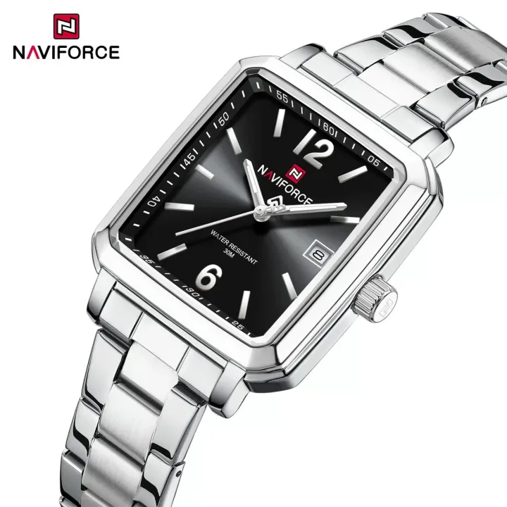 Elegant Rose Gold & Silver Square Dial Watch for Men NF9252 SquareClass ...