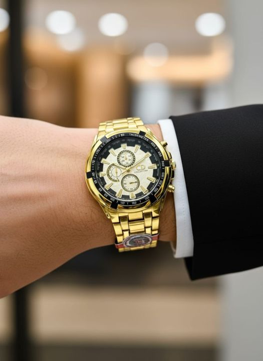 Luxury Men’s Chronograph Watch – Dual Tone Stainless Steel Analog ...