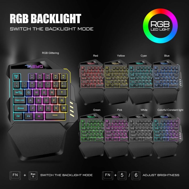 Gamwing RGB Backlit One Handed Gaming Keyboard Portable Mini Keypad ...