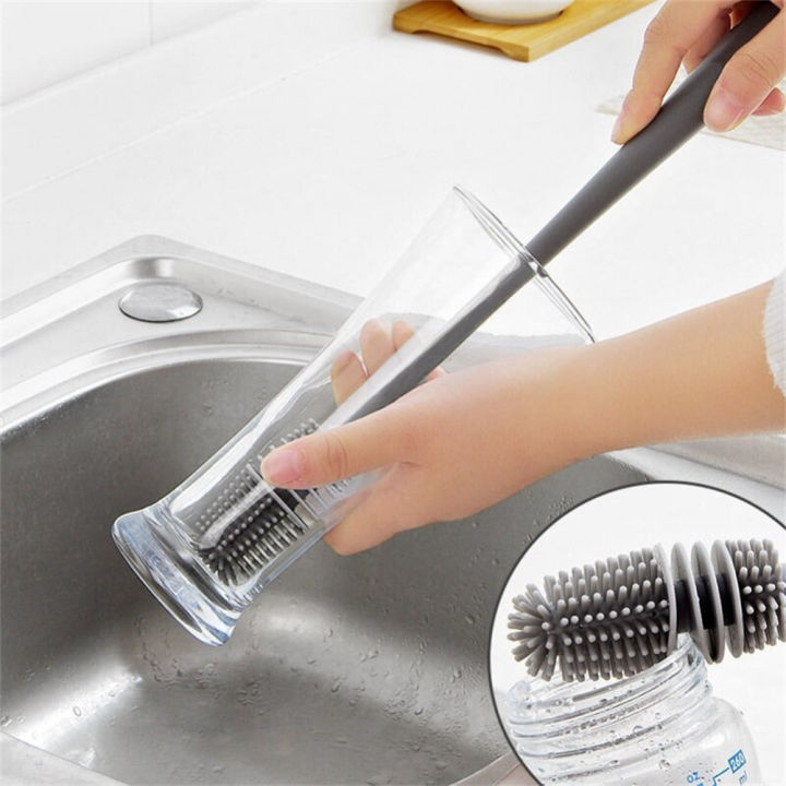 1Pc Long-handled Silicone Cup Brush Milk Bottle Brush Cup Scrubber ...