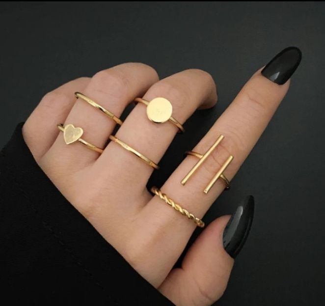 6 Pcs/Set Retro Vintage Gold Rings Set, Accessories For Girls Rings for ...