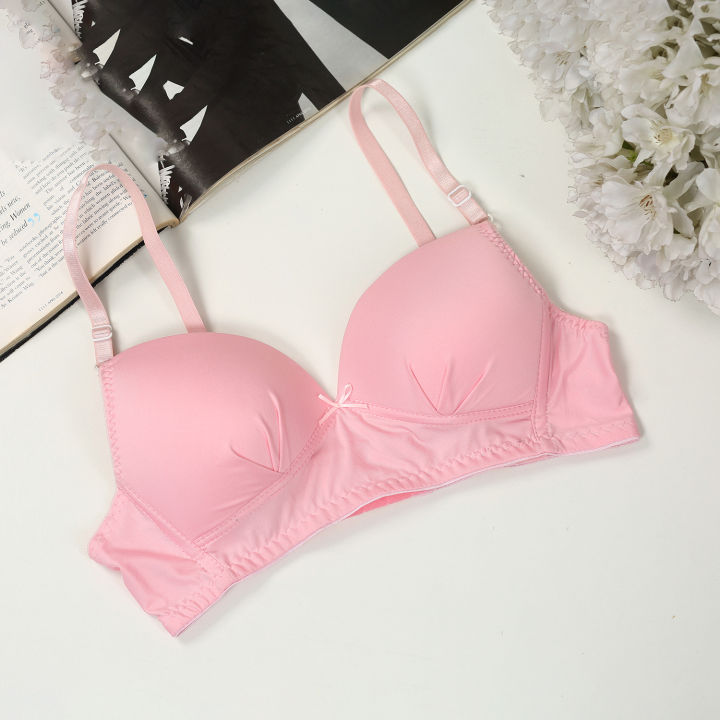 Pink Cotton Foam Wireless Bra for Women - Adjustable Straps, Multiple ...