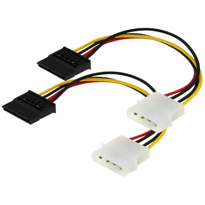 4 Pin IDE Molex to 3 Serial ATA SATA Power Splitter Extension Cable ...