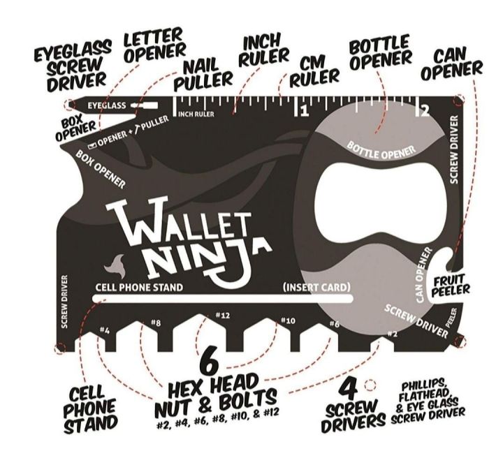 Ninja Card 18 In 1 Pocket Card Multitool Survival Tool Outdoor ...
