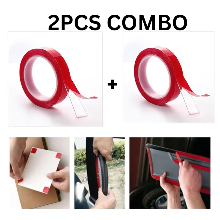2 PCS 3 Meters Transparent Silicone Double Sided Tape Sticker. | Daraz ...