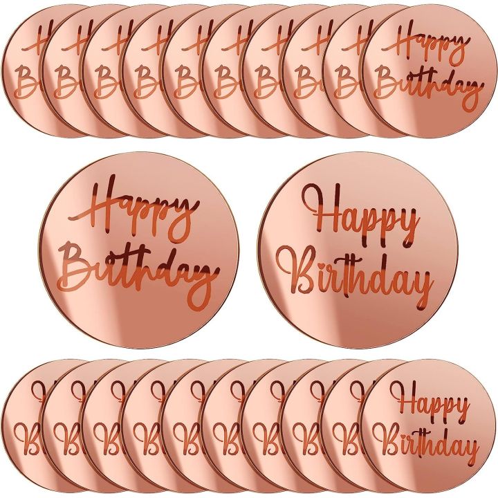 20pcs Acrylic Cake Disc Cupcake Toppers Mirror Acrylic Cake Toppers ...