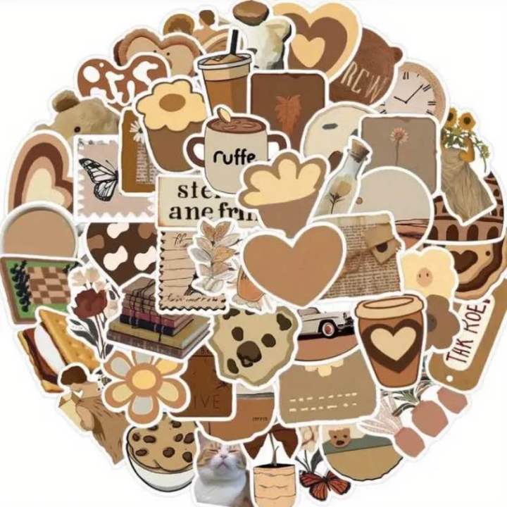 “20PCS Love Brown Aesthetic Stickers Cute, Minimal & Perfect for ...