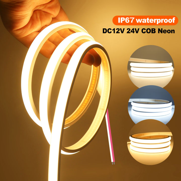 Waterproof COB LED Strip Light 12V 24V Flexible LED Neon Light 0.5-20M ...