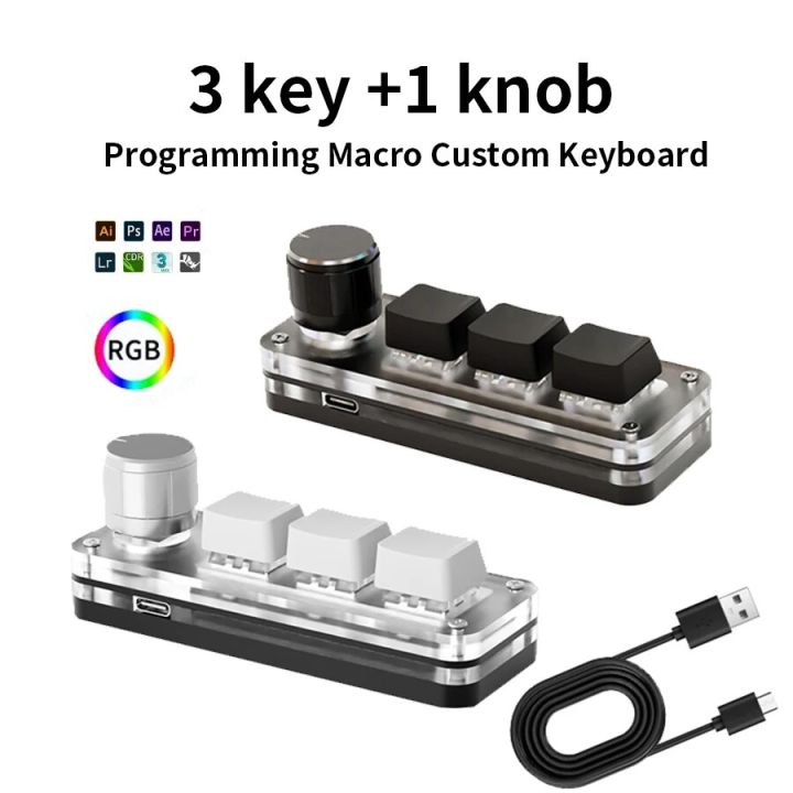 Macro Mechanical Keyboard RGB Mini Gaming Custom Programming Knob ...