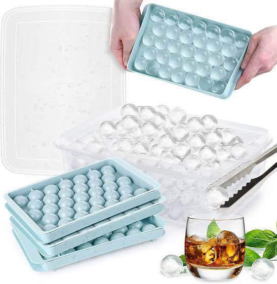 33-Cavity Round Ice Cube Tray – Small Ice Spheres for Drinks & Desserts ...