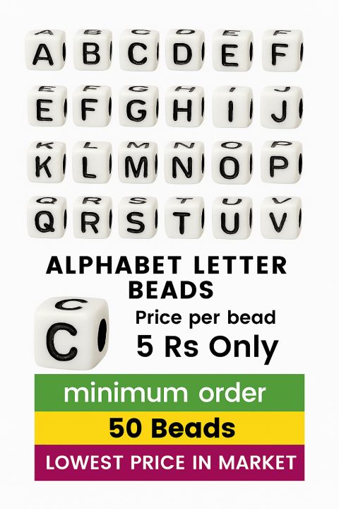 Square Acrylic Letter Beads 4-5mm Cube Letter A-Z Alphabet Beads White ...
