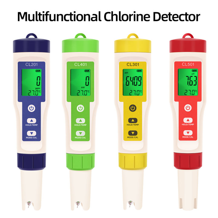PH/CL2/H2/ORP/Temperature Meter Chlorine Detector Digital Water Quality ...