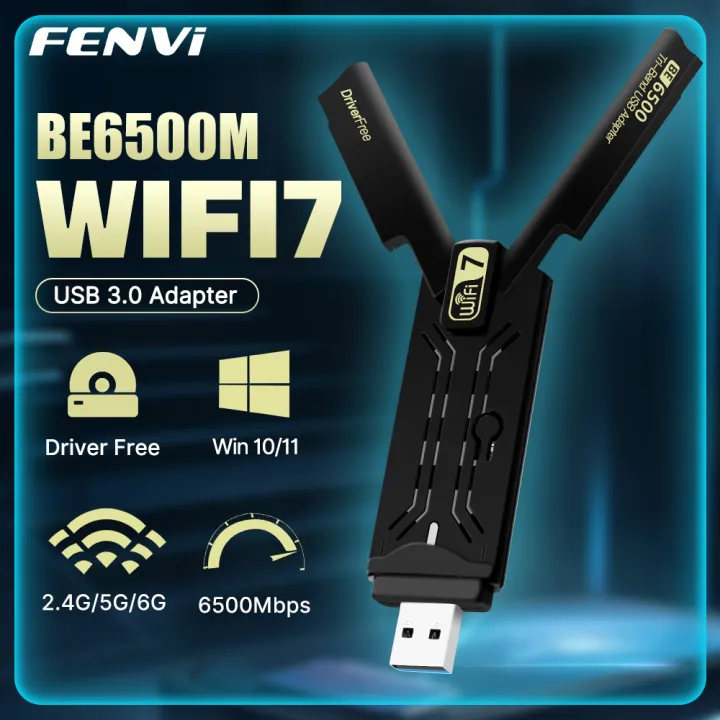 FENVI WiFi 7 USB Adapter BE6500 2.4G/5G/6GHz Tri-band USB3.0 Wireless ...