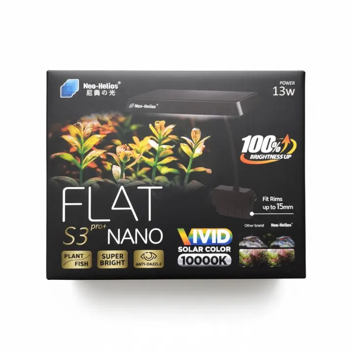 Neo-Helios FLAT NANO S3 Pro+ Aquarium Light (13W) – Vivid Solar Color ...