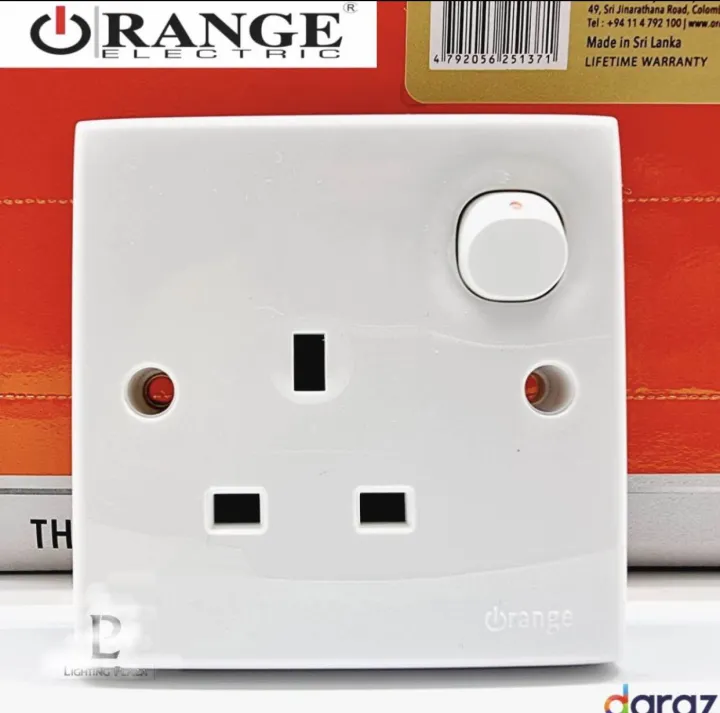13A Plug Base - Orange Electric - Casablanca White - X5 Series - 3 Hole ...