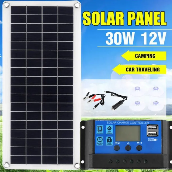 Solar Panel Kit 30W 12V with Dual USB Output 20A 30A 40A 50A Controller ...