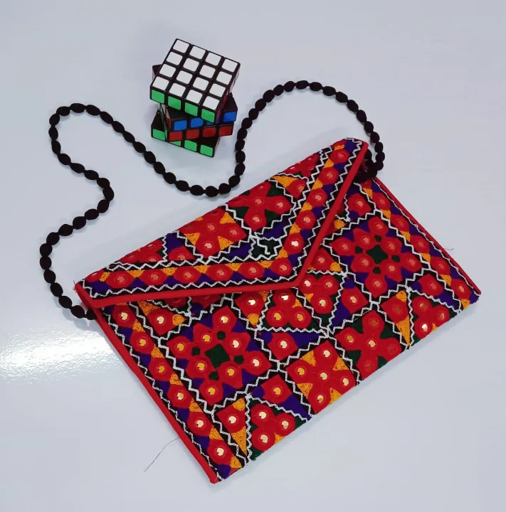 Pakistani Traditional Embroidered Vintage Clutch Hand Bag | Daraz.pk
