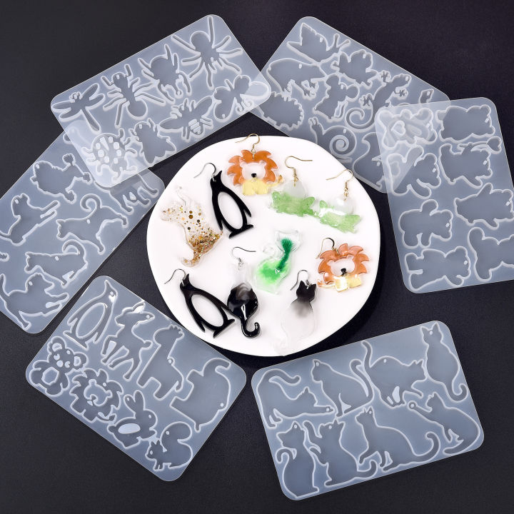 Cute Cat Butterfly Animal Earring Keychain Epoxy Resin Silicone Mold ...