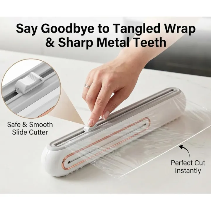 Suction Cup Cling Film Cutter Set Tin Foil Baking Paper Divider Kitchen ...