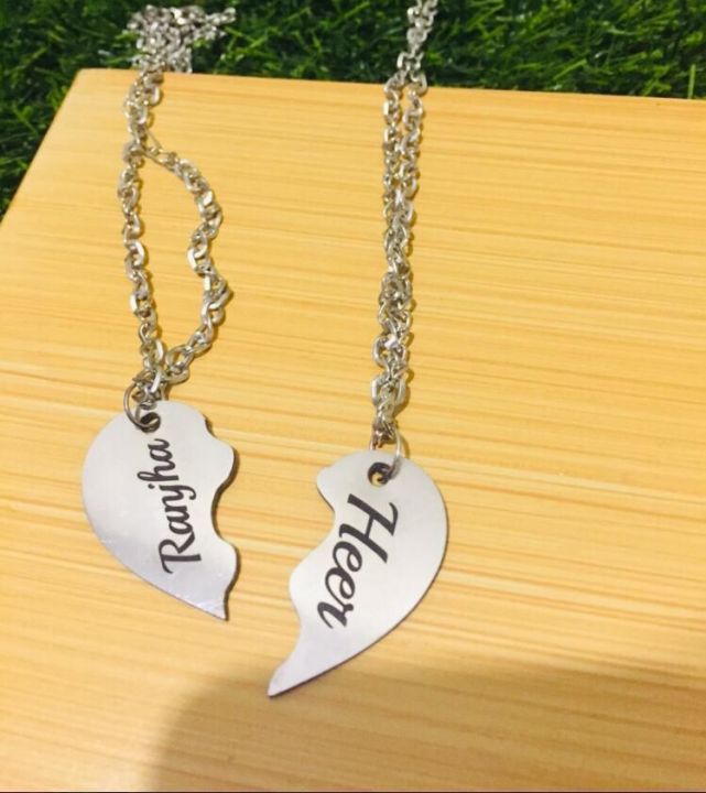 Customize Broken Heart couple locket Engrave your name on locket | Daraz.pk