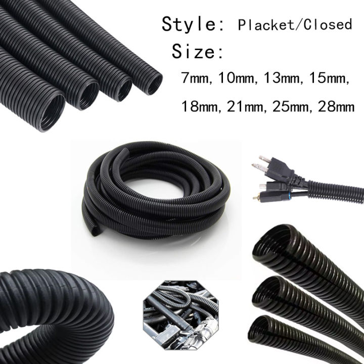 3Meters Black Wire Conduit Convoluted Tubing Wire Threading Plastic ...