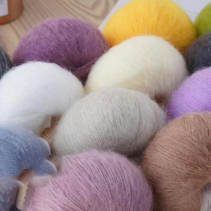 25g/Roll Soft Wool Knitting Cashmere Long Thin Yarn Roll Mohair Yarn ...