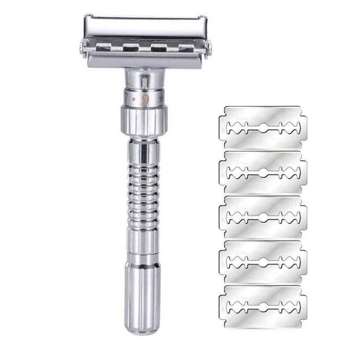 New Adjustable Double Edge Shaving Safety Razor Shaver Blades Zinc ...