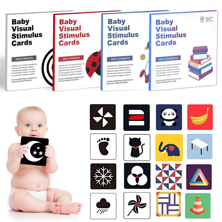 Baby Visual Stimulation Cards High Contrast Flashcards for Newborns 0 ...