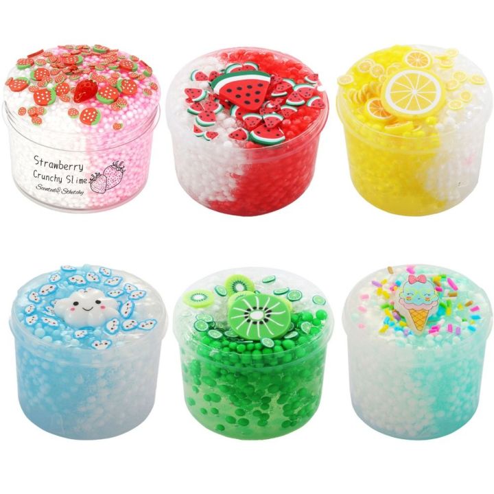 Soft 70ml Crystal Slime Strawberry Kiwi Foam Ball Slime Kit Non-Sticky ...