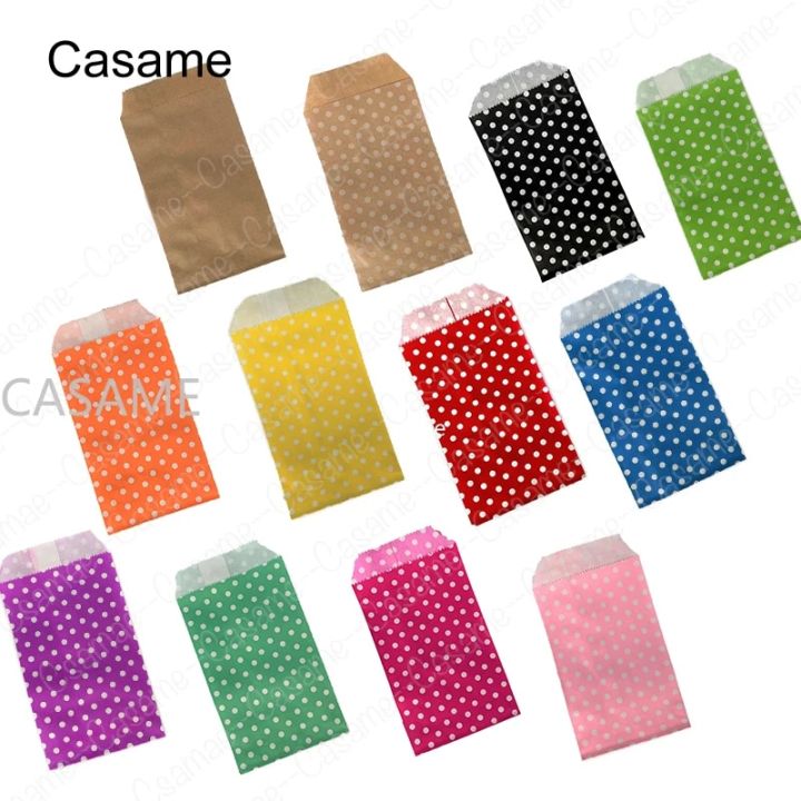50 Pcs Small Sack Pouch Mini Dot Kraft Paper Bags Wedding Party ...
